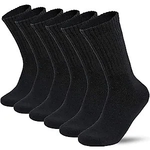 Lot 3-12 Pairs Mens Solid Sports Athletic Work Plain Crew Socks Size 10-13 (6 Pack) Black MENSCREW 0