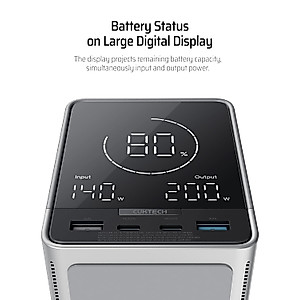 CUKTECH 30 Power Bank, 40,000mAh Power Station, 140W Laptop Power Bank, 144Wh Outdoor Generator, Multi-Port for 5 Devices, Fast & Wireless Charging, Portable Handle for Travel, Camping, Business Trip