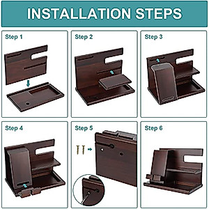 ZORMY Wood Phone Docking Station, Nightstand and Watch Organizer Ash Key Holder Wallet, Wooden Bedside Stand for Cellphone, Ring, Wallet, Pen, Coin for Men Husband Anniversary Dad Birthday