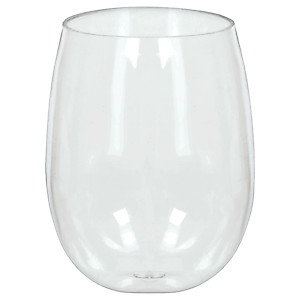 Amscan Plastic Wine Glasses | Clear | Pack of 20, Stemless, 12 oz.