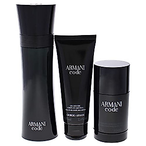 Armani Code by Giorgio Armani for Men 3 Piece Set Includes: 4.2 oz Eau de Toilette Spray + 2.5 oz All Over Body Shampoo + 2.6 oz Alcohol Free Deodorant Stick