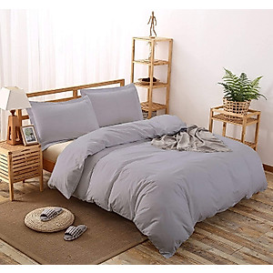 Luxury, Soft 800 Thread Count 100% Egyptian Cotton Oversized Super King (120"x98") Inch,3Pcs Duvet Cover Set with Zipper Closure & Corner Ties (1Duvet Cover & 2Pillowshams), Silver Solid