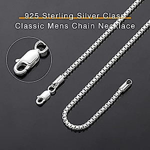 Hadoken 925 Sterling Silver Clasp Box Chain, 2mm Silver Chain for Men Women Silver Necklace Chain 16-30 Inches (20)