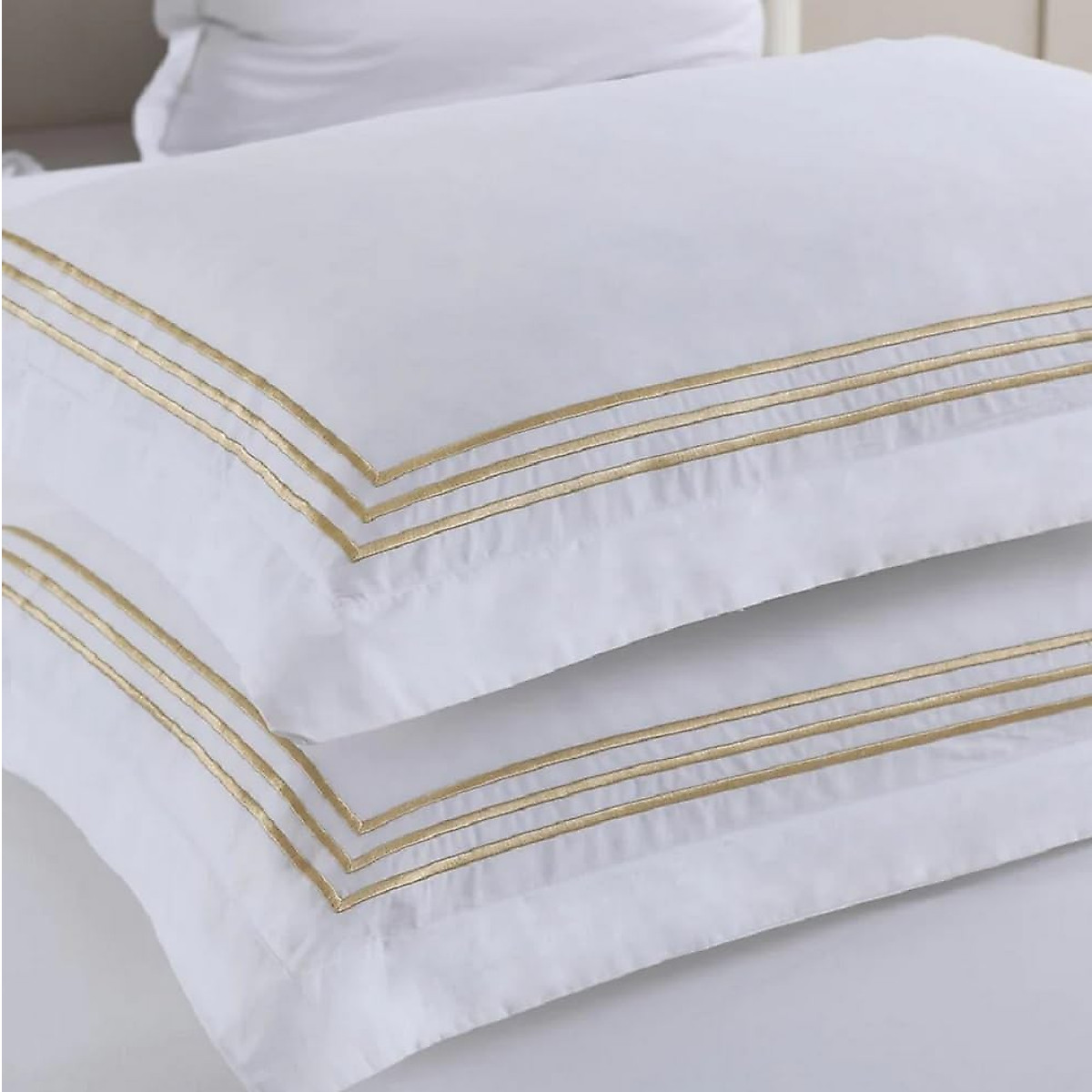 Embroidered Adeline 3pc Comforter Cover with Pillow Shams, Duvet Cover Set, 100% Cotton Percale, King/Cal King, Gold
