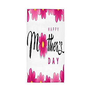 Mother's Day Gift Soft Hand Towels 30x15,Decorative Pink Flower Fingertip Kitchen Dish Towels Washcloth for Bathroom, Hotel, Gym and Spa