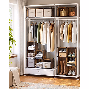 SONGMICS Cube Storage Organizer, 16-Cube Book Shelf, Closet Organizers and Storage, Room Organization, Cubby Shelving for Bedroom Living Room, 48.4 x 12.2 x 48.4 Inches, Rustic Brown ULPC442A01