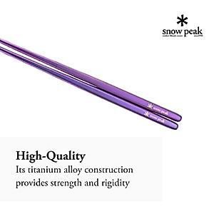 Snow Peak Titanium Chopsticks - Essential & Durable Camping Cutlery - Titanium Chopsticks with Carry Case for Convenient Storage & Packing - Utensils for Camping, HIking & Home - Purple