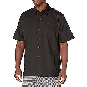Chef Code Men's Utility Work Shirt with Button Front and Vent Side Panels, Black, X-Large