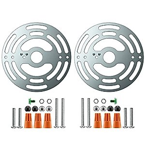RTNLIT 4 Inches Light Fixture Mounting Bracket, Universal Light Circle Crossbar Plate with Ground Screw and Acorn Cap Nuts for Mount Wall Light, Close to Ceiling Light, Chandelier(Pack of 2)