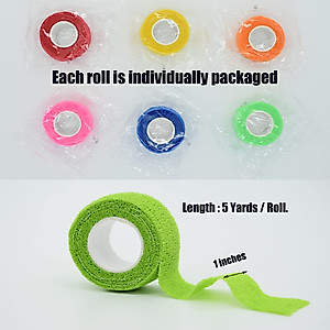 Yuronam 18 Pack Self Adhesive Bandage Wrap Stretch Self Adherent Tape for Sports, Finger, Wrist, Ankle, Breathable Cohesive Vet Tape for Pets (18 Colors,1 Inch x 5 Yards/Roll)