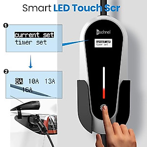 Vschnel Level 2 EV Charger, 16A 110-240V 17ft Portable Electric Vehicle Charger, NEMA 6-20 with NEMA5-15 Adapter Plug for J1772 Electric Cars
