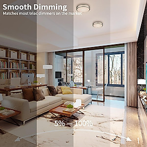 DAKASON 2Pack LED Flush Mount Ceiling Light Fixture 13” 20W, On/Off Switch to Select 3000K/4000K/5000K, Dimmable Ceiling Lamp for Kitchen, Hallway, Stairwell, Brushed Nickel