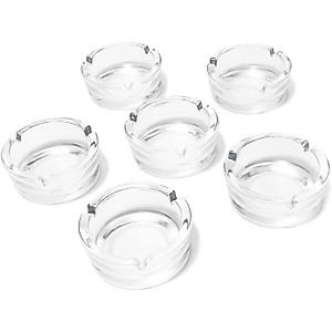 Juvale 6 Pack Bulk Clear Glass Ashtrays for Cigarettes and Cigars, Outdoor and Indoor Use (4 x 1.5 In)