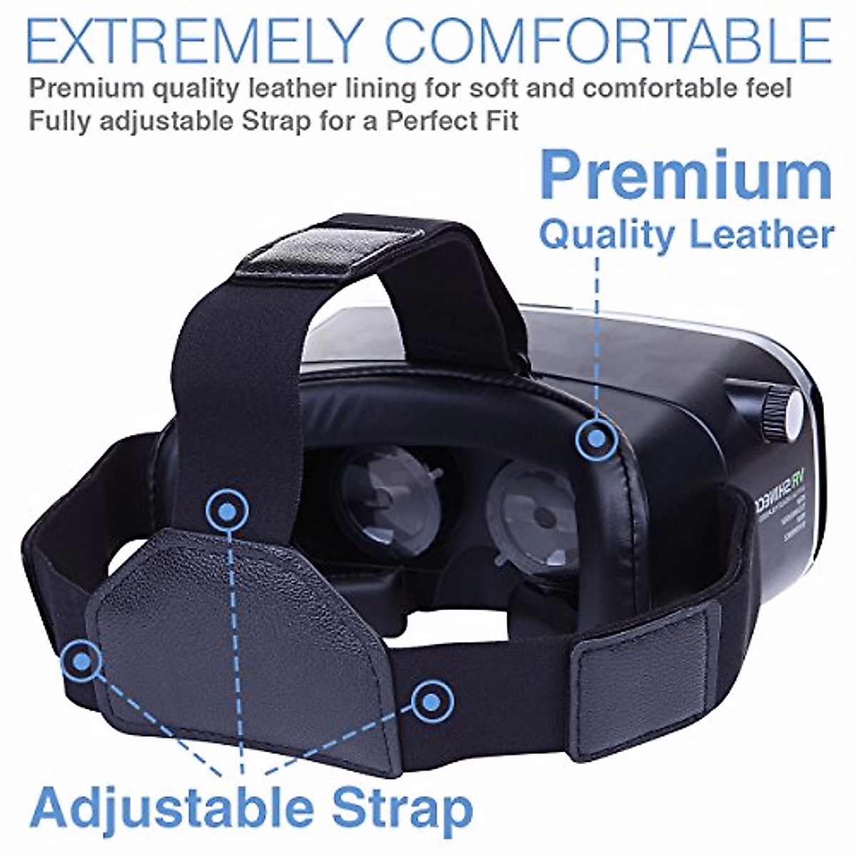 [Updated & Fixed] VR Headset Game System - High Definition Virtual Reality 3D Glasses for Kids and Adults - Optical Lens, Adjustable Strap - Compatible with iPhone and Android (3.5" to 6.5")