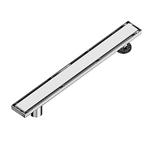 Neodrain 32-Inch Offset Linear Shower Drain with Tile Insert Grate Cover, Brushed 304 Stainless Steel Rectangle Side Outlet Shower Floor Drain, Adjustable Leveling Foot, Hair Strainer/Catcher