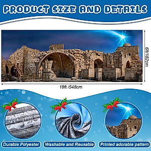 Tingjoo 18 x 6 ft Scene to Bethlehem Backdrop Banner Nativity Christmas Decor Bethlehem Cityscape Scene Fabric Backdrop Christmas Story Scene for Xmas Church VBS Vacation Bible School Supplies