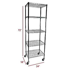 Apollo Hardware Commercial Grade Chrome 5-Shelf Wire Shelving 18"x24"x72" with Caster