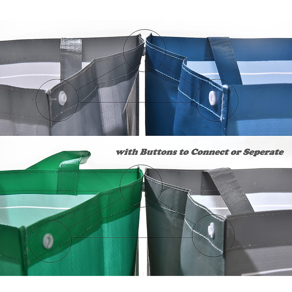 NYS CLOUD Reusable Recycling Bin Bags, 3-Pack Indoor and Outdoor Separate Waste Sorting Organizer Compartment Container, Waterproof Recycle Bins for Kitchen Home Office