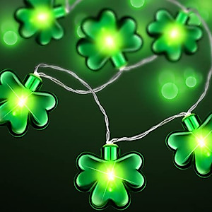 St. Patrick's Day Decoration Lights Shamrock Irish String Lights 9.84 ft with 20 Clover Lights Battery Operated for Home Garden Bedroom Birthday Decor Indoor and Outdoor Use