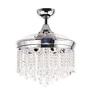 Ceiling Fans with Lights and Remote 42 Inch Crystal Chandelier Ceiling Fan with Light for Bedroom 3 Retractable Blades, Timer, Chrome2