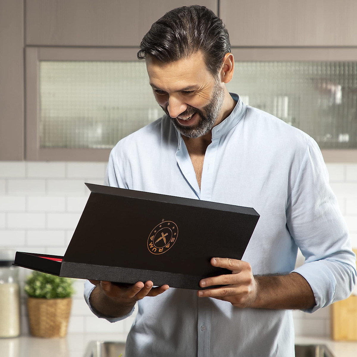 SARUMA 4 PIECE CARVING KNIFE SET FOR MEAT 12 INCH CARVING KNIFE with 6.5 inch Boning Knife and Carving Fork, Turkey Carving Knife, Brisket Knife, Ham Knife