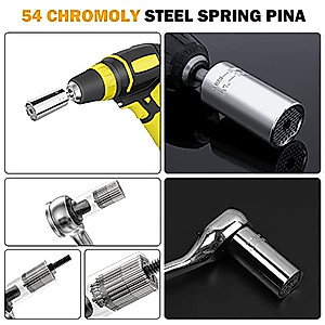 HTWORGRE Universal Socket, 1/4"-3/4" (7mm to 19mm) Ratchet Universal Socket Set with Wrench Power Drill Adapter - Best Tool Present for Handyman Men Husband Father Boyfriend Him (Silver)