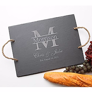 Personalized Slate Serving Tray, Custom Engraved Slate Cheese Board Monogram Design 24-Personalized Wedding Gift, Bridal Shower Gifts, Housewarming, Anniversary