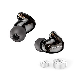 TENNMAK PRO Earphone Accessory Clear Ear Head Unit for MMCX Sport Running Gym Replace in Ear Earphones Earbuds Headphones, Dual Drivers Earphone Ear Head (PRO Ear Head) (Black)
