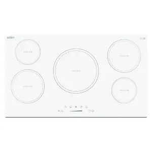 Summit SINC5B36W 36-inch 5 burner Digital Electric Induction Cooktop, White Ceramic Glass, 208V-240V, 9300W, Child lock, Energy Efficient, Timer, Easy to Clean