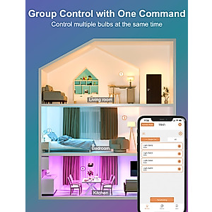 HYDONG Smart Light Bulbs, 15W Color Changing Light Bulbs Compatible with Alexa Only, A19 Alexa Light Bulbs, Tunable 2700K-6000K E26/E27 Bluetooth LED Lights for Bedroom, Living Room 1Pack