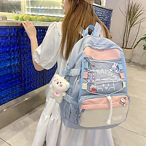 ZFOFLIK Japanese School Bag With Cute Kawaii backpacks Aesthetic Backpack and Preppy Backpack for Girls(blue)