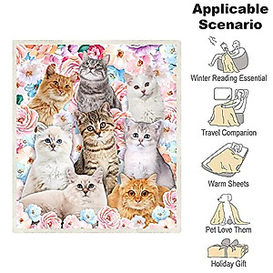 Juirnost Cat Blanket,Cat Lover Gifts for Women,Kitty Blanket Gifts for Cat Lovers,Kitten Blanket Throw for Bedroom Sofa Couch Cat Gifts for Girls 50X60inches Cat Lover Gift Blanket
