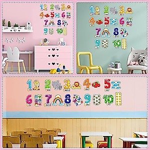 FLYAB Numbers Wall Stickers 5 Sheets Learning Educational Number Wall Decals Peel and Stick Animal Wall Decals Stickers for Kids Toddlers Classroom Playroom Daycare Nursery Bedroom Decorations
