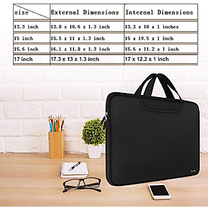 Laptop Sleeve Bag 15.6 Inch, Durable Slim Briefcase Handle Bag & with Two Extra Pockets,Notebook Computer Protective Case for 15 15.6 inch HP, Dell, Acer, Asus, Chromebook, Ultrabook, Black
