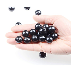 AD Beads Large Hole Wood Spacer Wooden Jewelry Making Bracelet Necklace Chandelier, Large Wooden Rosary Beads Craft Beads (16mm 100pcs, Black)