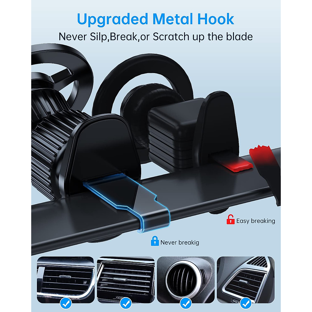 UBeesize Magnetic Car Mount Holder | 360° Rotation for iPhone 12/13/14 and More | for Air Vent & Desk & Dashboard Mount | 18 N52 Magnets for Magsafe | Safe and Easy One-Handed Operation