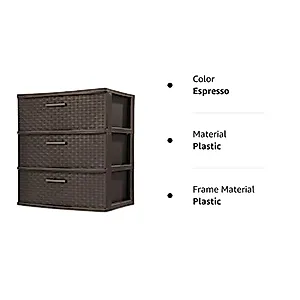 3-Drawer Wide Weave Tower, Espresso