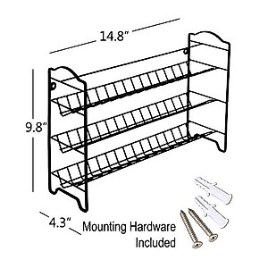 SWOMMOLY Spice Rack Organizer with 24 Empty Round Spice Jars, 396 Spice Labels with Chalk Marker and Funnel Complete Set, Spice Rack Organizer for Cabinet, Pantry, Countertop or Wall Mount, Black