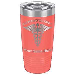 LaserGram 20oz Vacuum Insulated Tumbler Mug, Dermatology, Personalized Engraving Included (Coral)