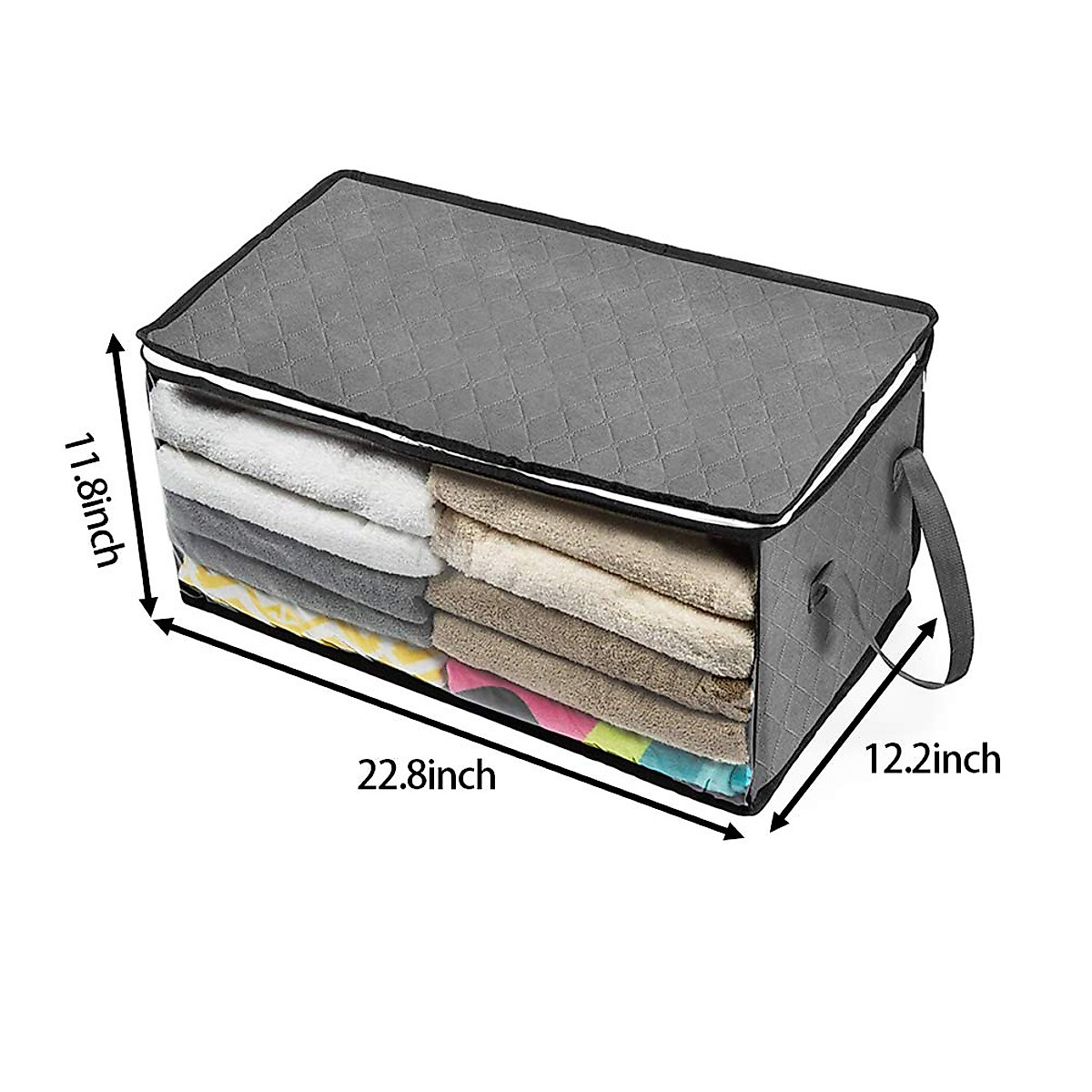 TOXOT Foldable Clothes Organizer 3 Pack Storage Bags with Clear Window for Clothes, Blankets, Closets, Bedrooms