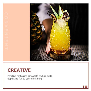 Angoily Tiki Pineapple Glasses Cocktail Glasses Whiskey Glass Tumbler Mug Cup for Barware Kitchen Drinking Water Beer 480ml
