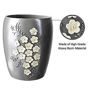 Popular Bath Bloomfield Grey Resin Trash Can, 9" x 6" x 9.5", Open-Top