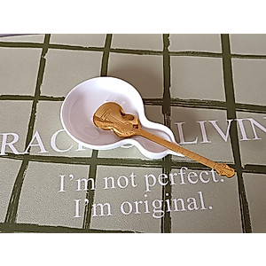 Coffee Spoon and Rest for Coffee Bar, Guitar Bag Small Spoon Rest for Coffee Station, Tea Spoon Rest Teaspoon Rest including Golden Guitar Spoon