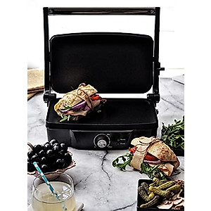 IMUSA USA Electric Stainless Steel Panini Press with Adjustable Temperature Settings and Nonstick Plates, 1200W