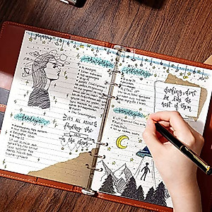 CAGIE A5 Binder Journal Organizer Planner Office Writing Composition Notebook Refillable Diary Spiral Faux Leather Diary Journal Brown