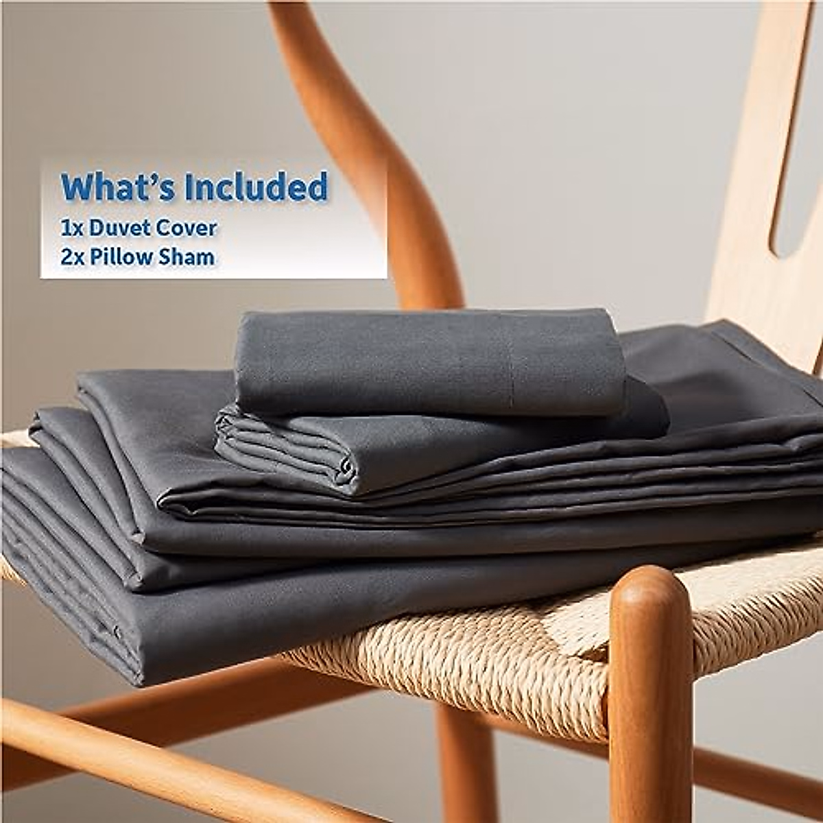 Nestl Grey Duvet Cover Queen Size - Soft Double Brushed Queen Duvet Cover Set, 3 Piece, with Button Closure, 1 Duvet Cover 90x90 inches and 2 Pillow Shams