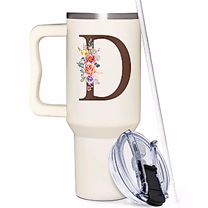 Personalized Gifts For Women - Personalized Gifts For Birthday, Christmas - Monogrammed Gifts Customized Gifts For Woman, Mom, Wife, Best Friend, Sister, Coworkers - Custom Tumbler With Handle 40oz