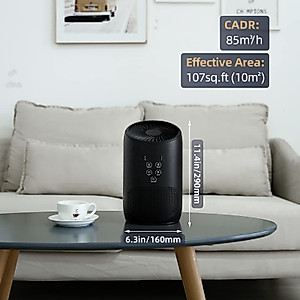 LTLKY Air Purifier for Bedroom,Small Air Cleaner for Desktop,USB Cord Power Version (BS01-Black)