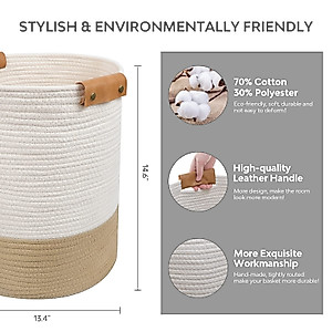 Cotton Rope Baskets for Storage, Large Woven Laundry Basket for Living Room, Decorative Nursery Hamper for Organizing Baby Toys,Clothes,Blanket,etc.