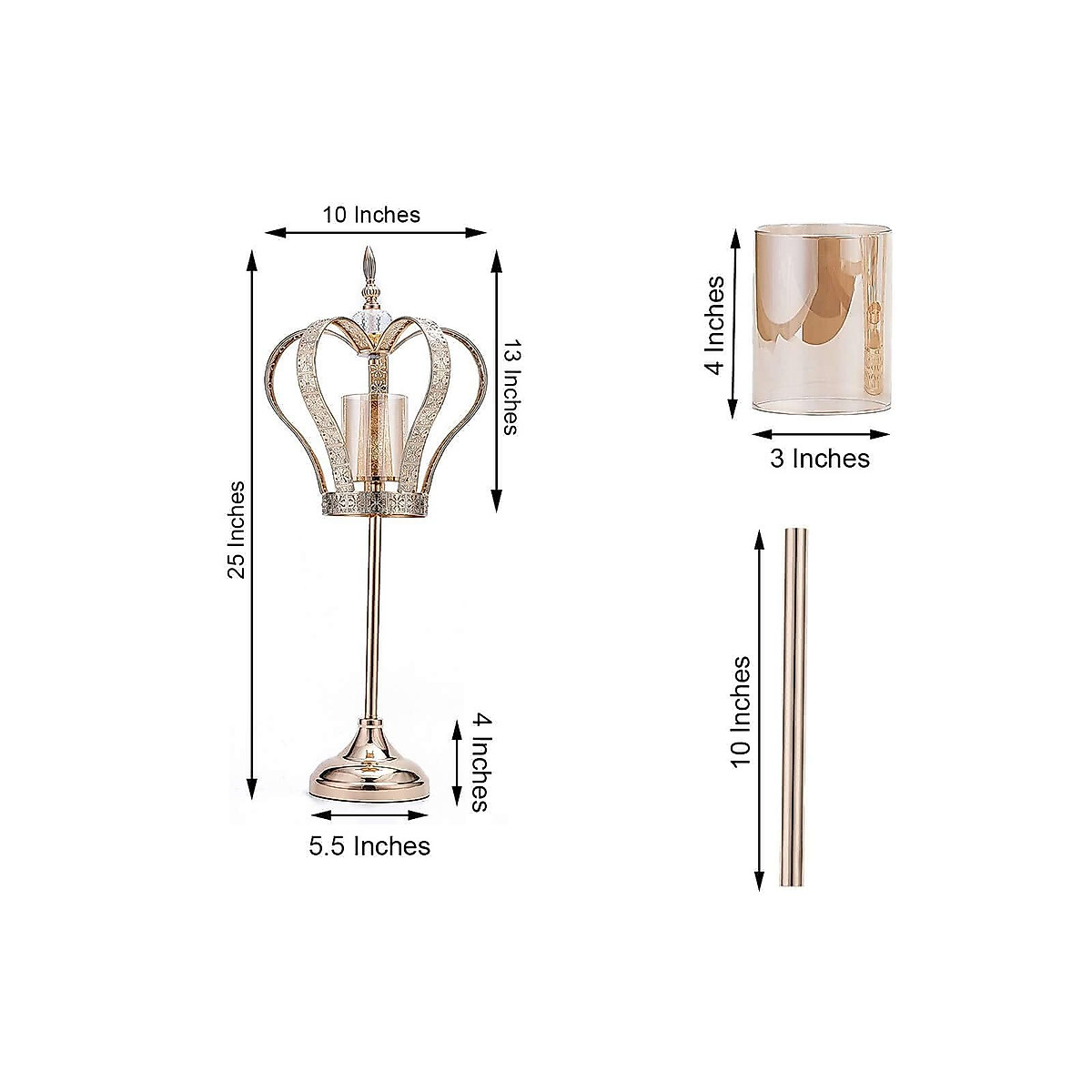 Efavormart 25" Crown Candle Holder Stand, Gold Metal Votive Holders for Weddings, Birthday, Party, Home, Garden, Table Centerpieces Decorations, Anniversary Celebrations